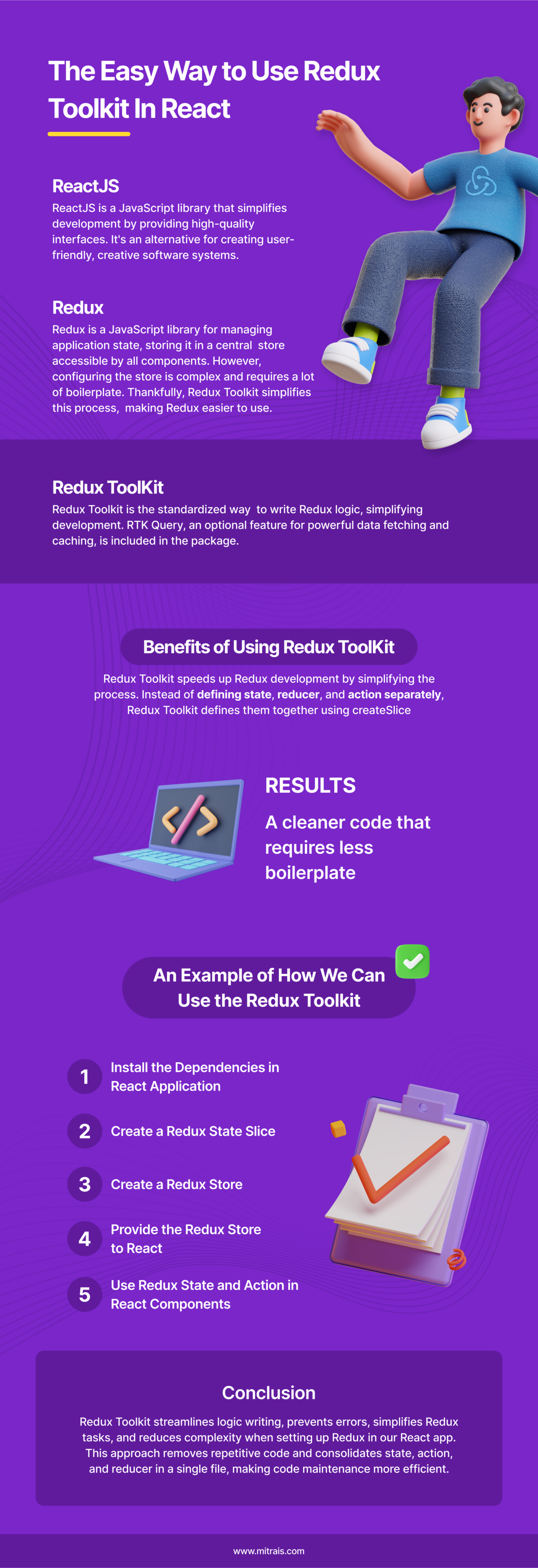 The Easy Way to Use Redux Toolkit in React Infographic | Mitrais